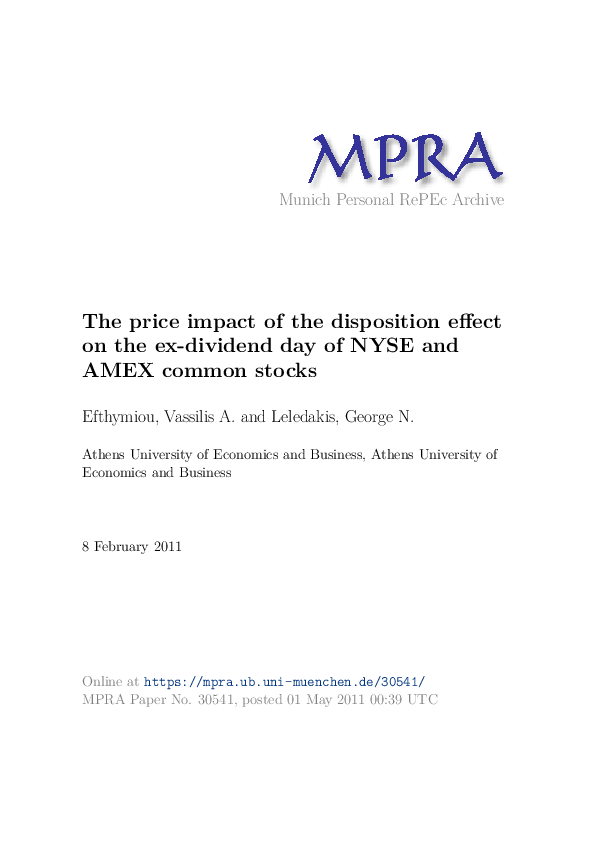 (PDF) The price impact of the disposition effect on the ex-dividend day ...