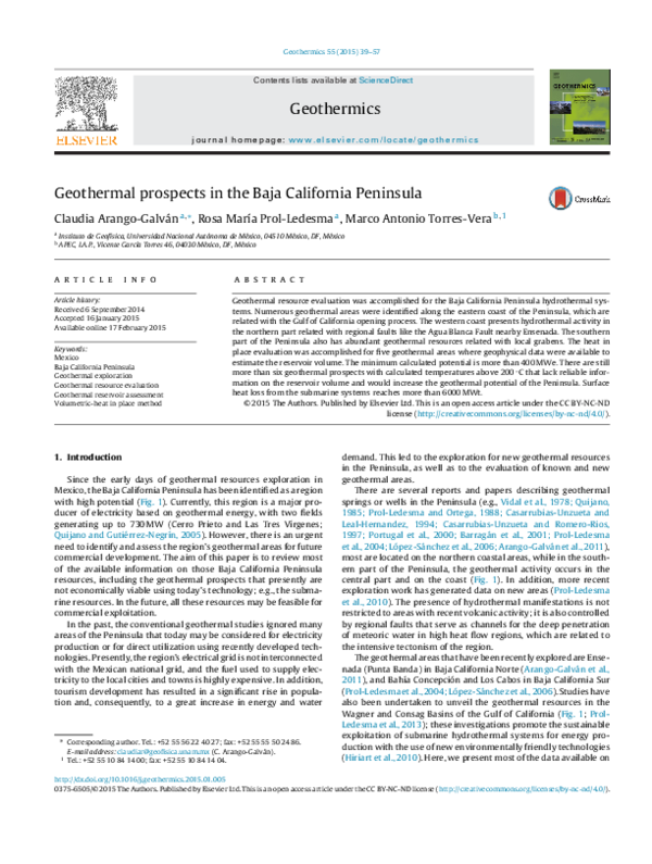 (PDF) Geothermal prospects in the Baja California Peninsula
