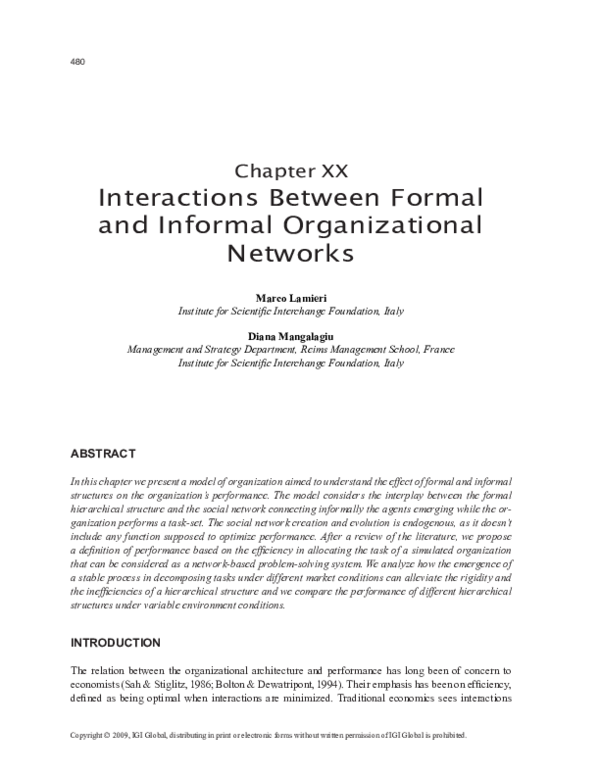 (PDF) Interactions Between Formal and Informal Organizational Networks