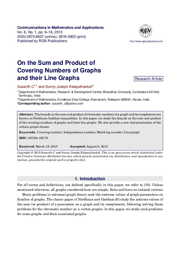 (PDF) On the Sum and Product of Covering Numbers of Graphs and their ...