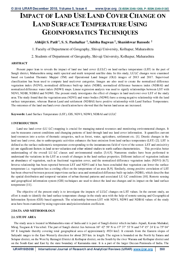 (PDF) IMPACT OF LAND USE LAND COVER CHANGE ON LAND SURFACE TEMPERATURE ...