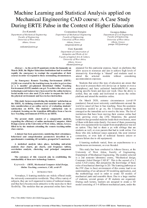 (PDF) Machine Learning and Statistical Analysis applied on Mechanical ...