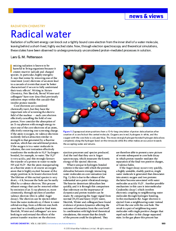 (PDF) Radiation chemistry: Radical water