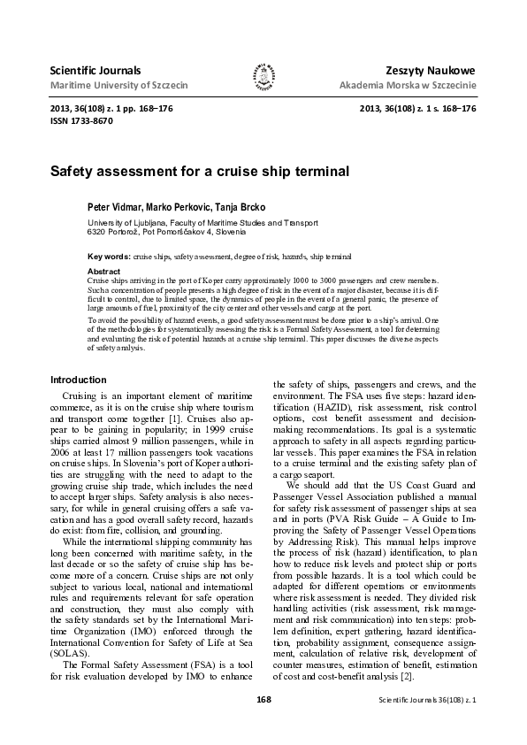 (PDF) Safety assessment for a cruise ship terminal