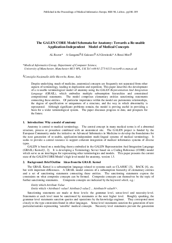 (PDF) The GALEN CORE model schemata for anatomy: Towards a re-usable ...