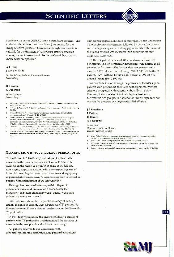 (PDF) Ewart's sign in tuberculous pericarditis