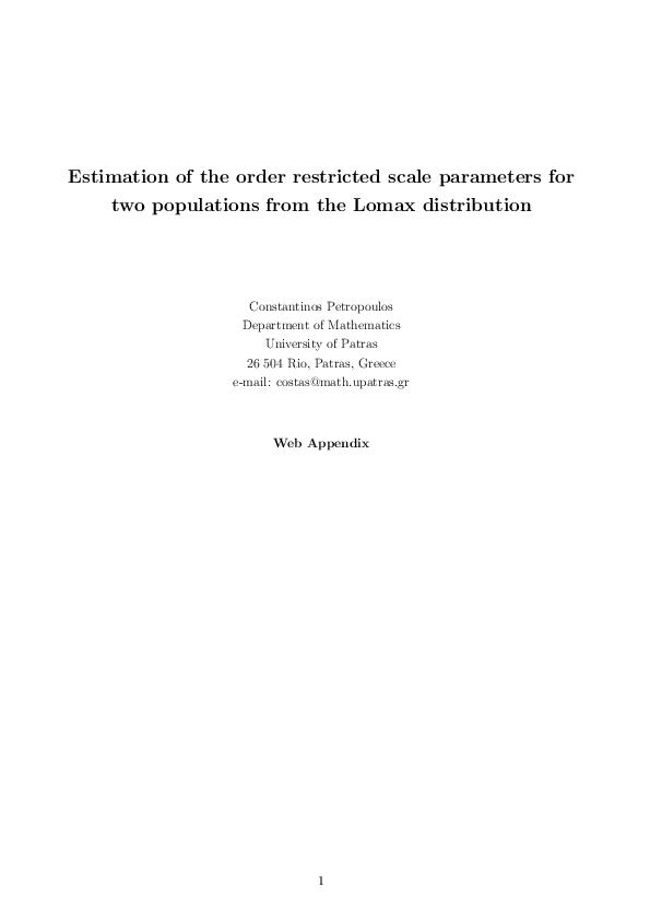 (PDF) Estimation of the order restricted scale parameters for two populations from the Lomax ...