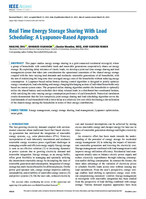 (PDF) Real Time Energy Storage Sharing With Load Scheduling: A Lyapunov ...