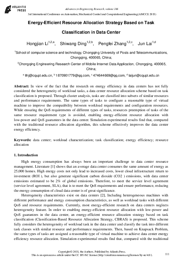 (PDF) Energy Efficient Resource Allocation Strategy for Cloud Data Centres | Hermann Meer ...