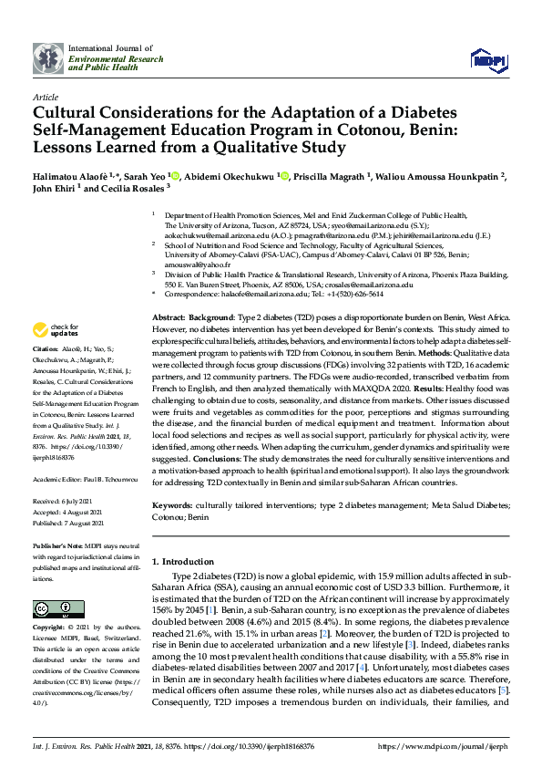 (PDF) Cultural Considerations for the Adaptation of a Diabetes Self ...