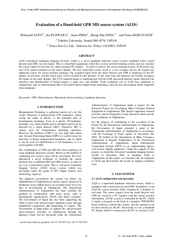 (PDF) Evaluation of a Hand-held GPR MD sensor system (ALIS)