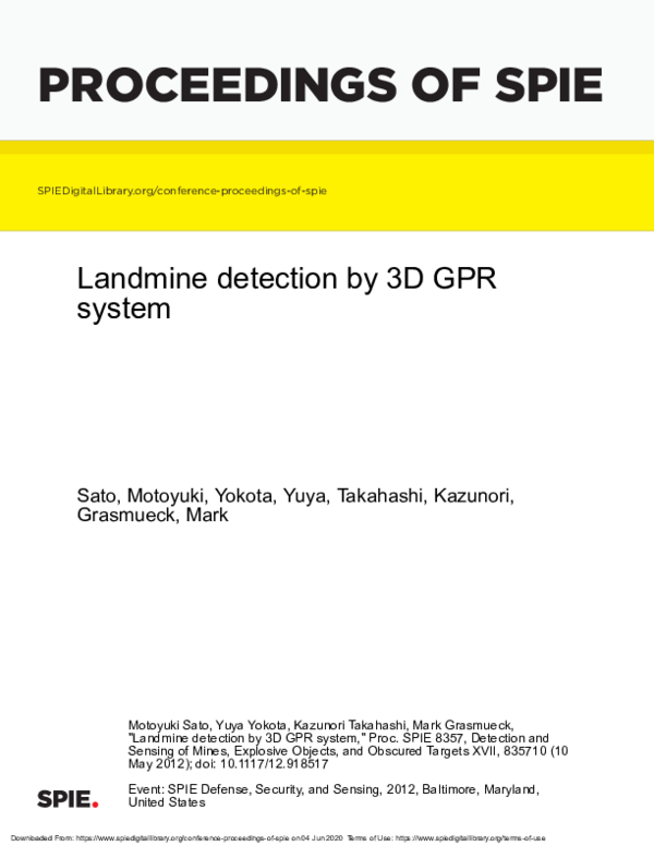 Pdf Landmine Detection By 3d Gpr System