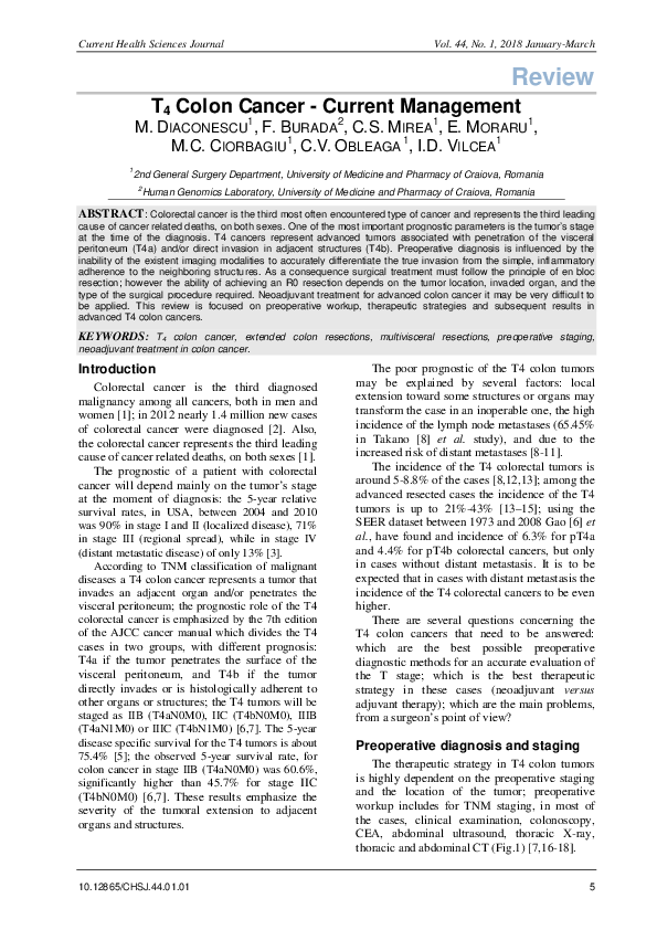 (PDF) T4 Colon Cancer - Current Management