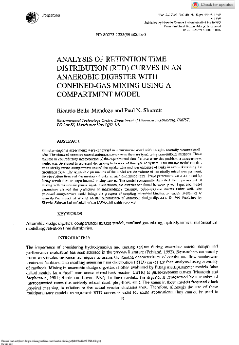 (PDF) Analysis of retention time distribution (RTD) curves in an ...