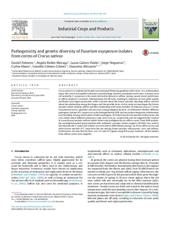 (PDF) Pathogenicity and genetic diversity of Fusarium oxysporum ...