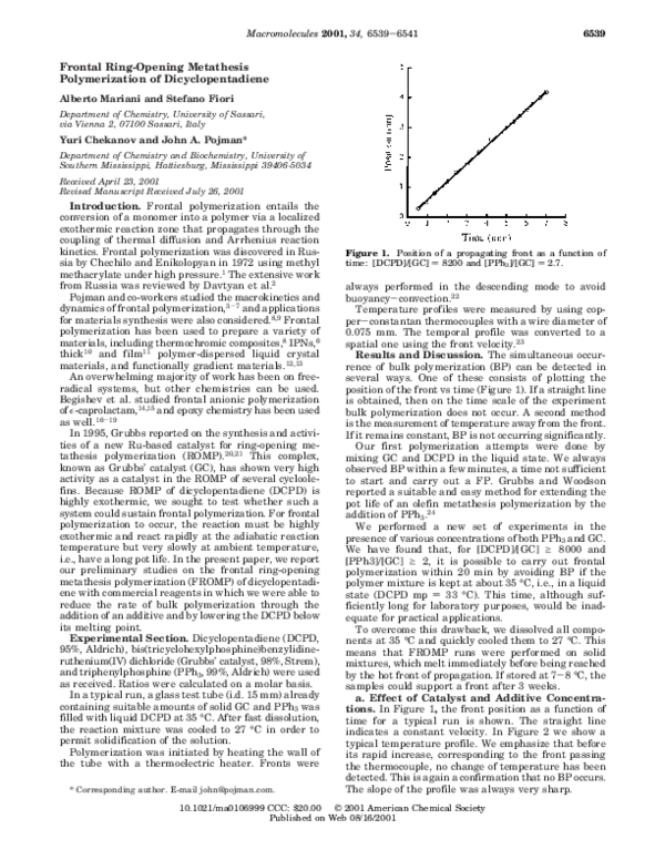 (PDF) Frontal Ring-Opening Metathesis Polymerization of Dicyclopentadiene