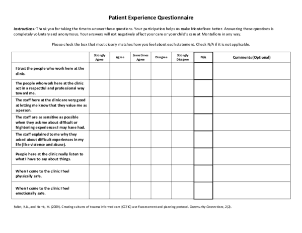 (PDF) Patient Experience Questionnaire