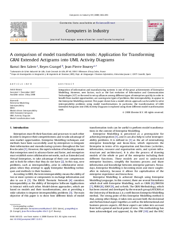 Pdf A Comparison Of Model Transformation Tools Application For Transforming Grai Extended