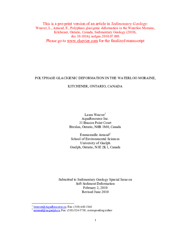 (PDF) Polyphase glacigenic deformation in the Waterloo Moraine ...
