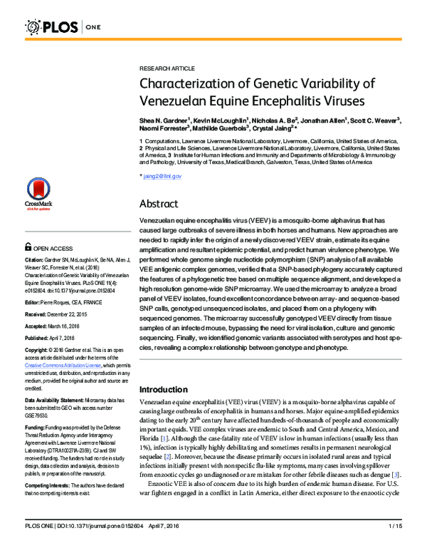 (PDF) Characterization of Genetic Variability of Venezuelan Equine ...