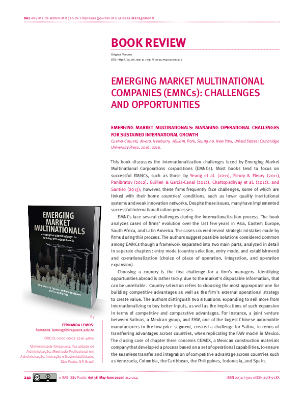 (PDF) EMERGING MARKET MULTINATIONAL COMPANIES (EMNCs): CHALLENGES AND ...