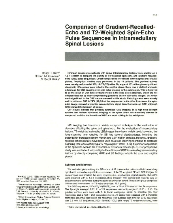 (PDF) Comparison of gradient-recalled-echo and T2-weighted spin-echo pulse sequences in ...