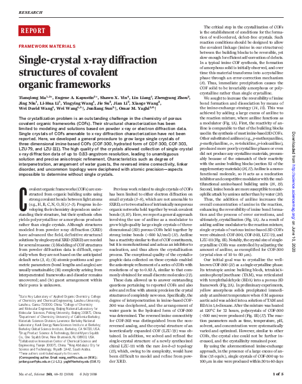 Pdf Single Crystal X Ray Diffraction Structures Of Covalent Organic