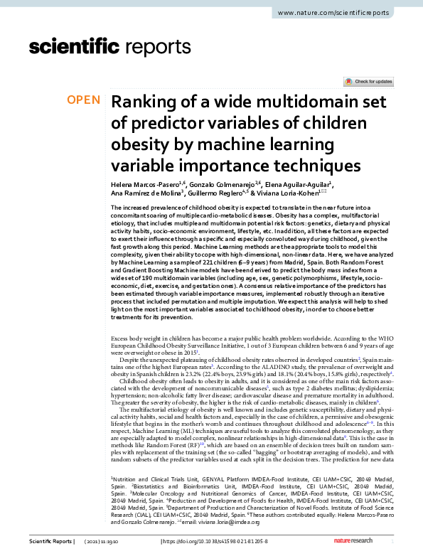 (PDF) Ranking of a wide multidomain set of predictor variables of ...
