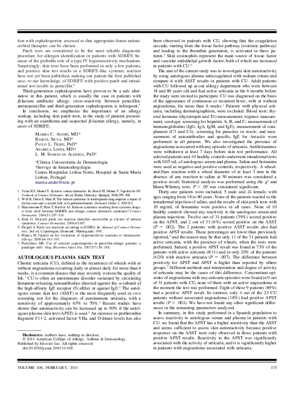 (PDF) Autologous plasma skin test