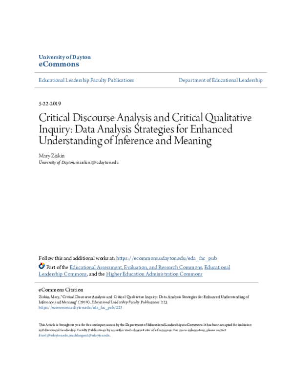 (PDF) Critical Data Analysis: Methods & Implications