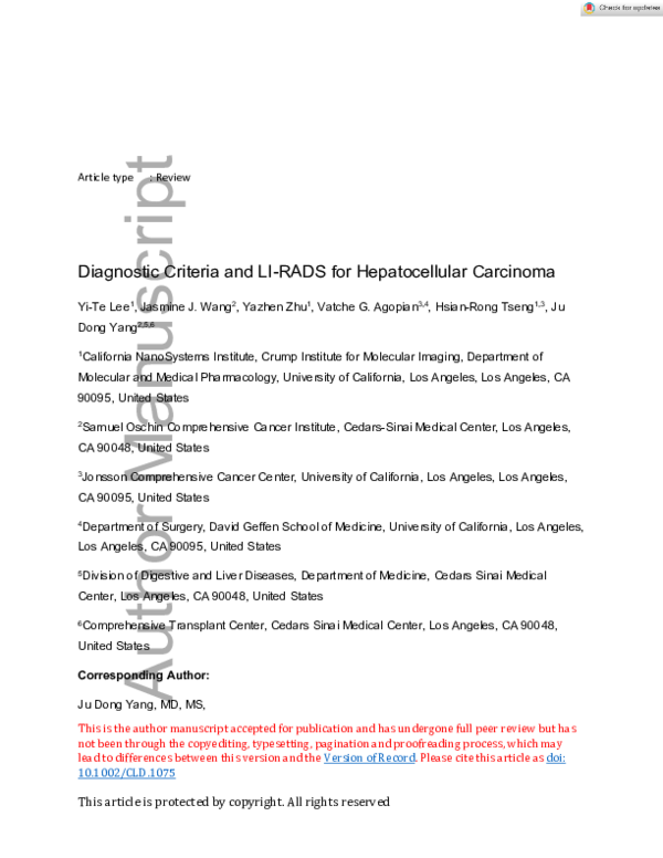 (PDF) Diagnostic Criteria and LI‐RADS for Hepatocellular Carcinoma