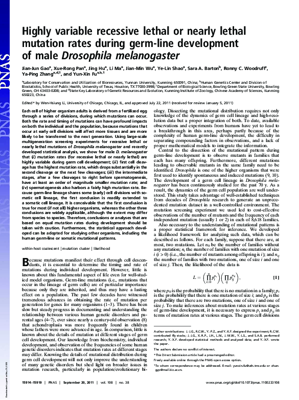 (PDF) Highly variable recessive lethal or nearly lethal mutation rates ...
