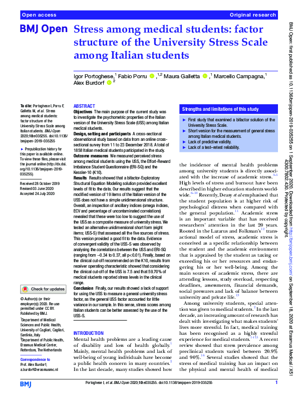 (PDF) Stress among medical students: factor structure of the University ...