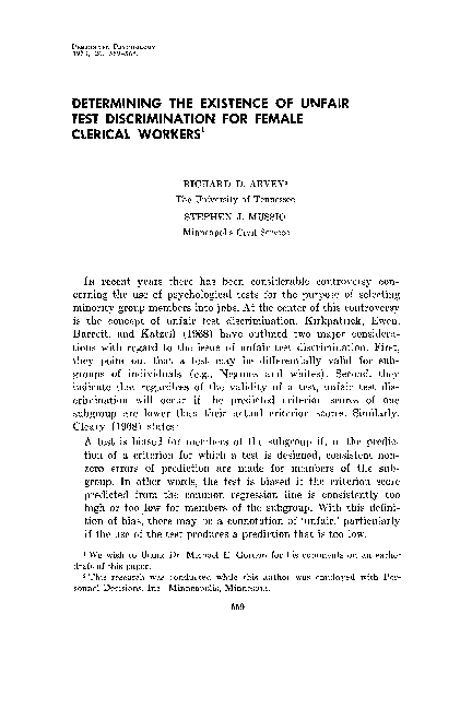 (PDF) Unfair Test Discrimination in Clerical Work