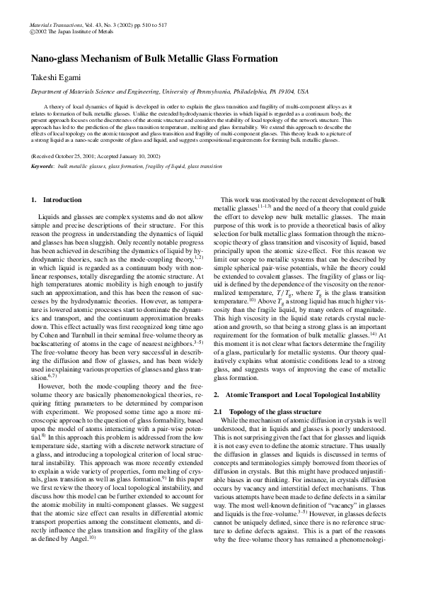 (PDF) Nano-glass Mechanism of Bulk Metallic Glass Formation