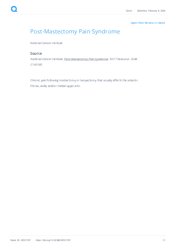 (PDF) Post-Mastectomy Pain Syndrome