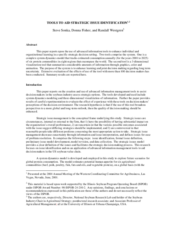 (PDF) Tools to Aid Strategic Issue Identification