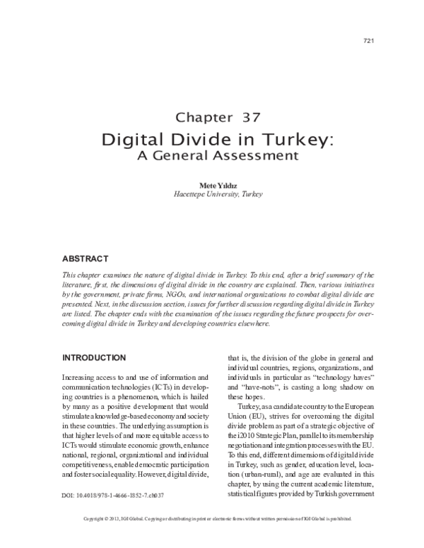 (PDF) Digital Divide in Turkey