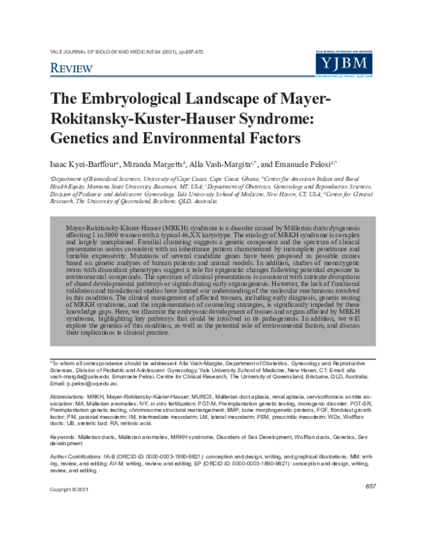(PDF) The Embryological Landscape of Mayer-Rokitansky-Kuster-Hauser ...