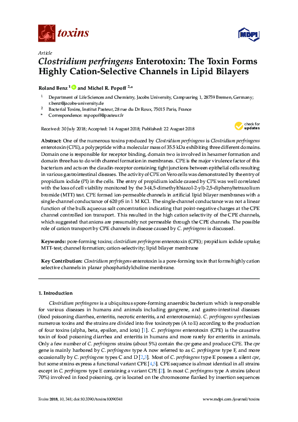 (PDF) Clostridium perfringens Enterotoxin: The Toxin Forms Highly ...