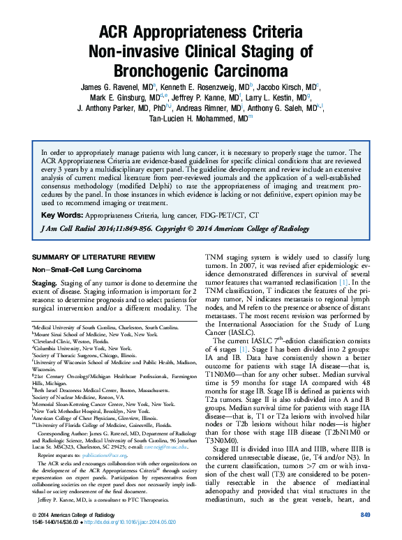 (PDF) ACR Appropriateness Criteria® noninvasive clinical staging of ...