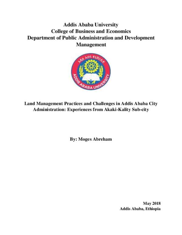 (PDF) Land Management Practices and Challenges in Addis Ababa City ...