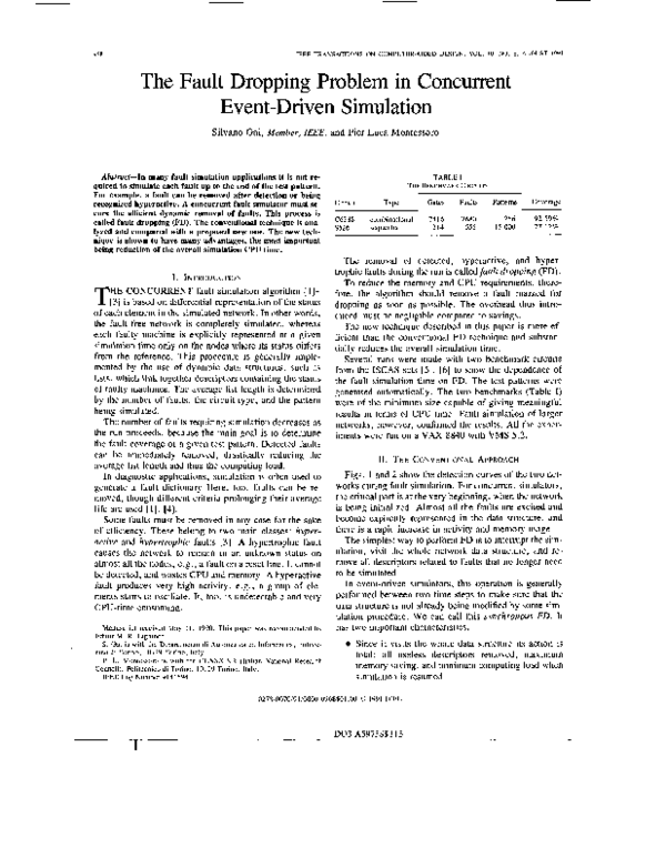 (PDF) The fault dropping problem in concurrent event-driven simulation