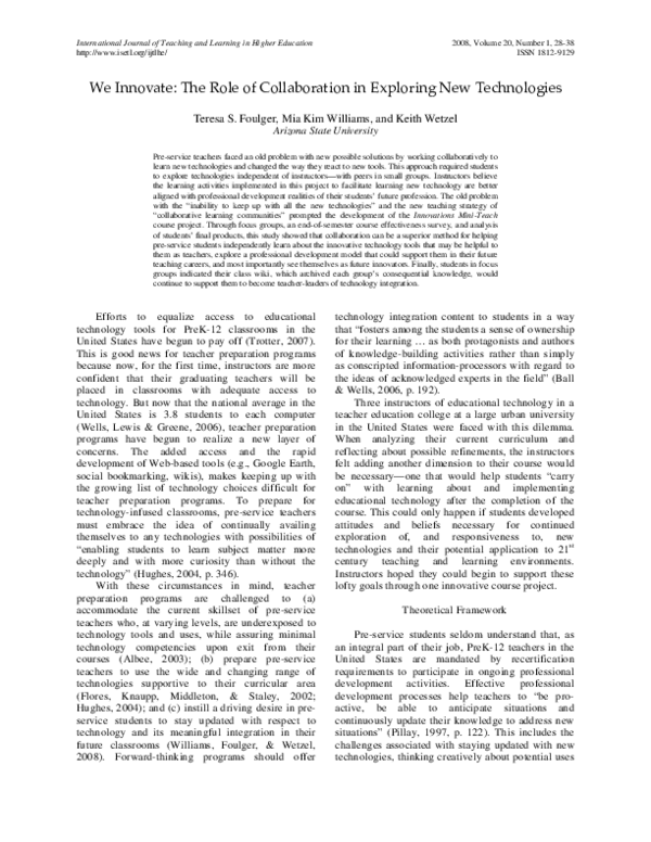 PDF We Innovate The Role Of Collaboration In Exploring New Technologies Teresa Foulger pdf-we-innovate-the-role-of-collaboration-in-exploring-new-technologies-teresa-foulger