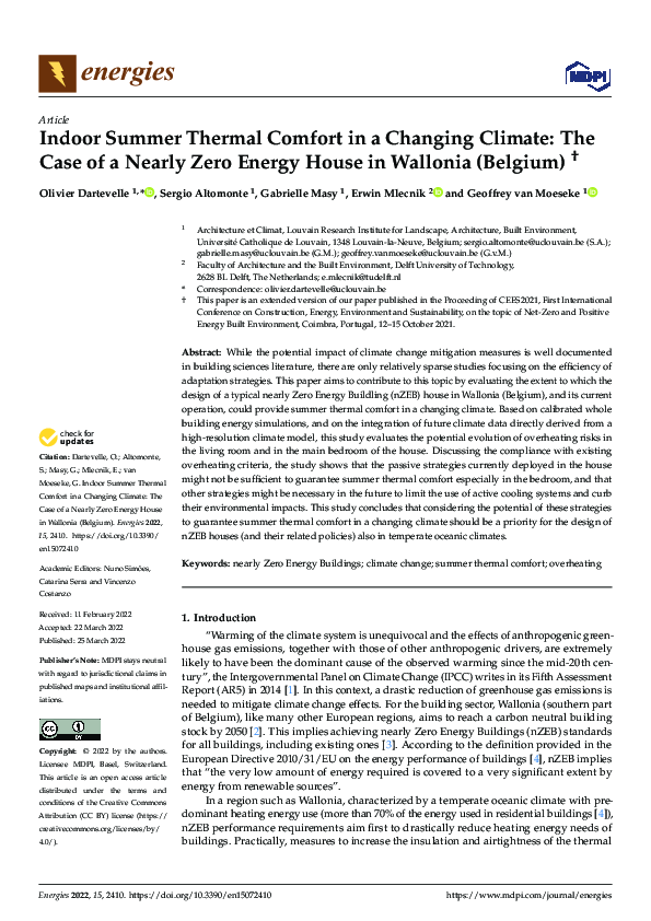 (PDF) Indoor Summer Thermal Comfort in a Changing Climate: The Case of ...