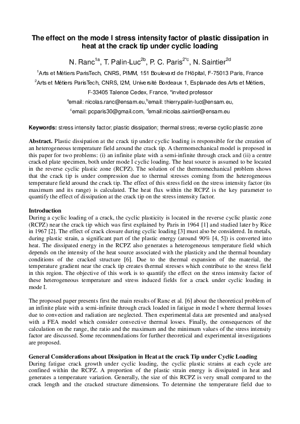 (PDF) The effect on the mode I stress intensity factor of plastic ...