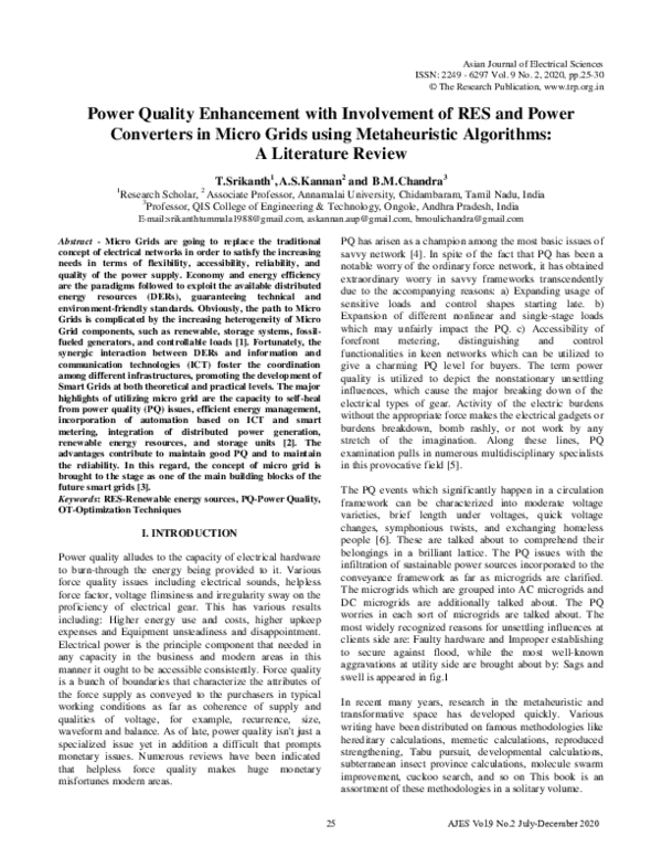 (PDF) Power Quality Enhancement with Involvement of RES and Power Converters in Micro Grids ...