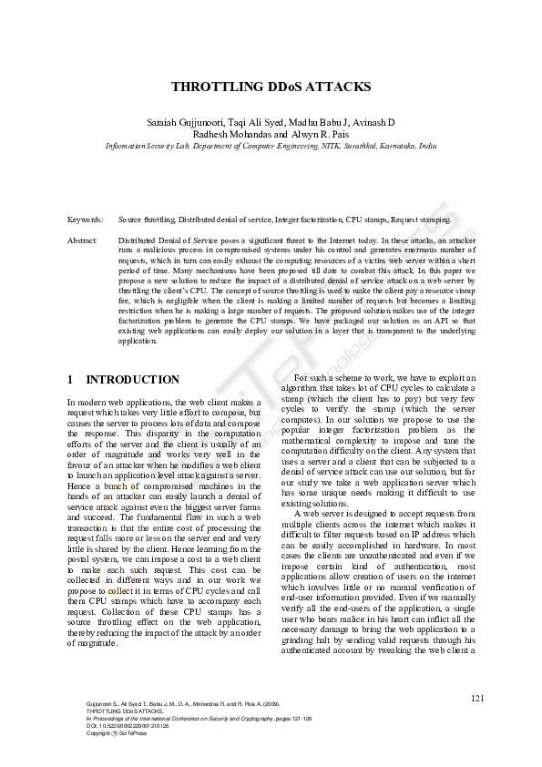 (PDF) Throttling DDoS Attacks