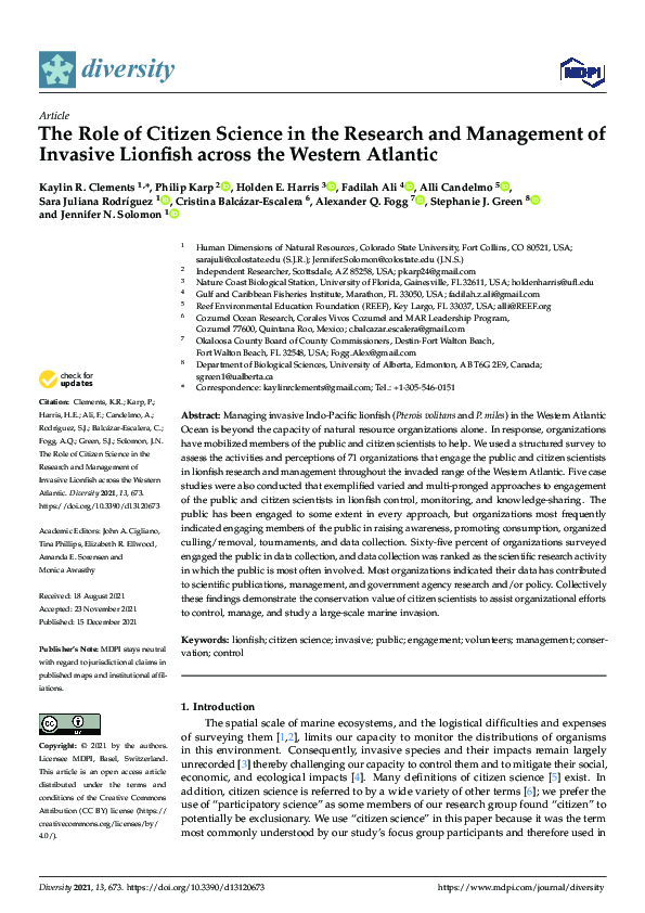 (PDF) The Role of Citizen Science in the Research and Management of ...
