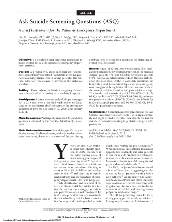 (PDF) Ask Suicide-Screening Questions (ASQ)